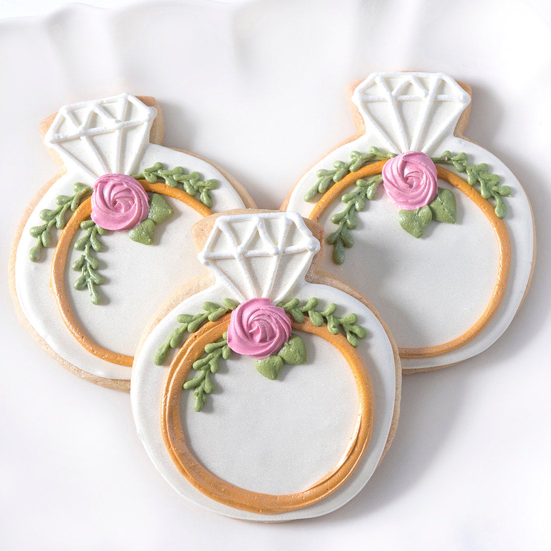 Engagement Ring Decorated Cookie Favor | The Sugar Bakery